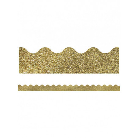 Sparkle and Shine Gold Glitter Scalloped Bulletin Board Borders